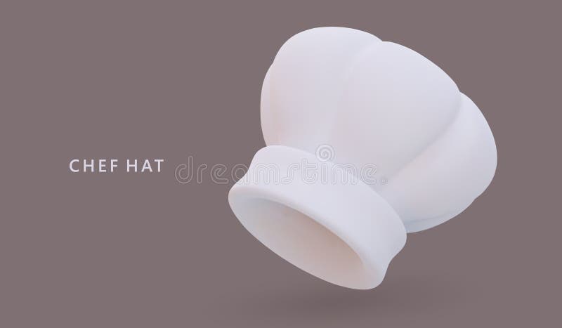 Realistic White Headgear of Chef. Fabric Hat for Working in Kitchen ...