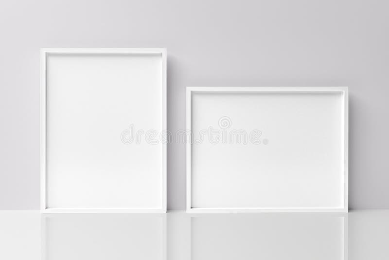 Realistic White Landscape Blank Photo Frame Mockup and Vertical Wall ...