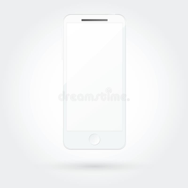 Realistic White Mobile Phone with Blank Screen Stock Illustration ...