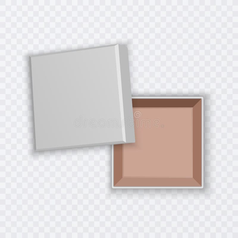 Realistic White Open Empty Square Cardboard Box, Isolated on ...