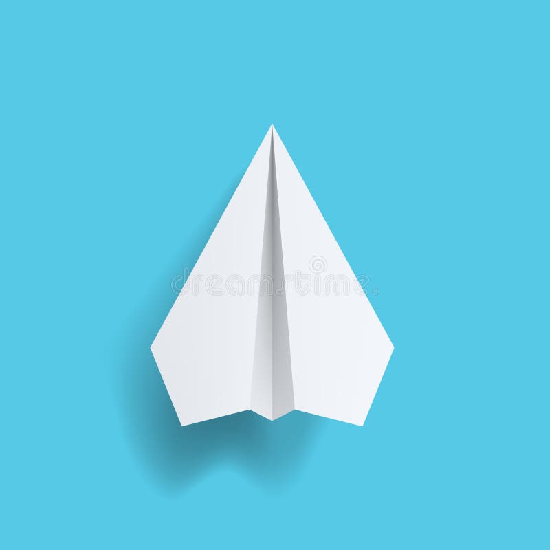 Realistic White Paper Plane on Pastel Blue Back Stock Vector ...