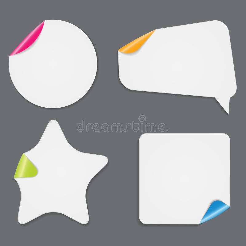 Realistic White Paper Stickers on White Stock Vector - Illustration of ...