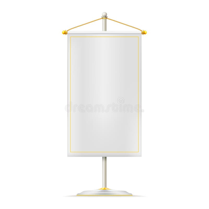Realistic White Pennant Hanging on White Stand. Icon Isolated on White ...