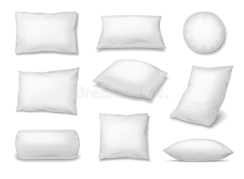 Realistic White Pillows Collection Stock Vector - Illustration of ...