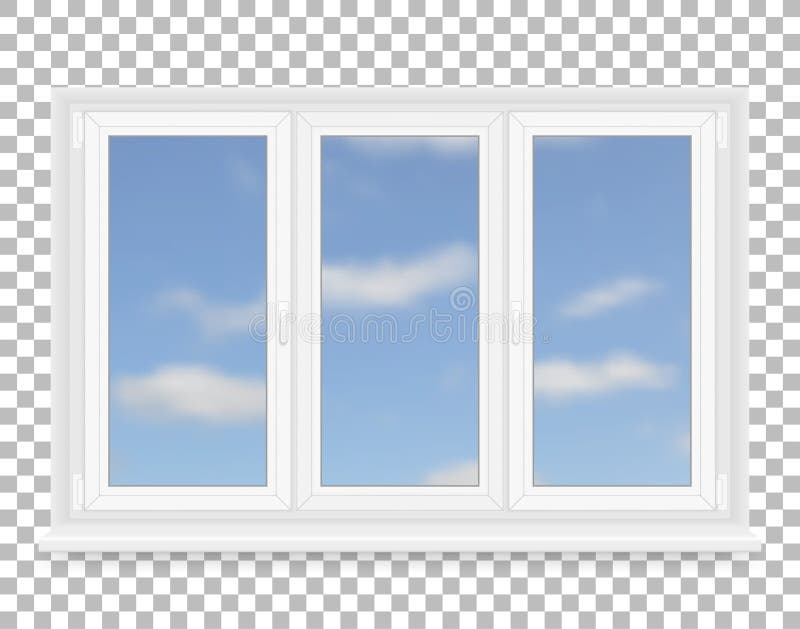 Realistic White Plastic Window with Sky View Stock Vector ...