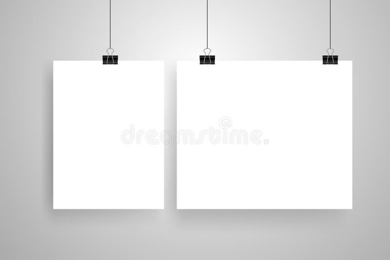 Realistic White Poster Hanging Vector Mock-Up Stock Vector ...