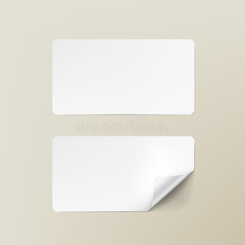 Realistic White Round Corner Paper Adhesive Cards Stock Vector ...