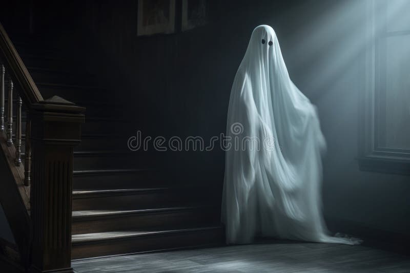 Realistic White Scary Ghost. AI Generated Stock Illustration ...