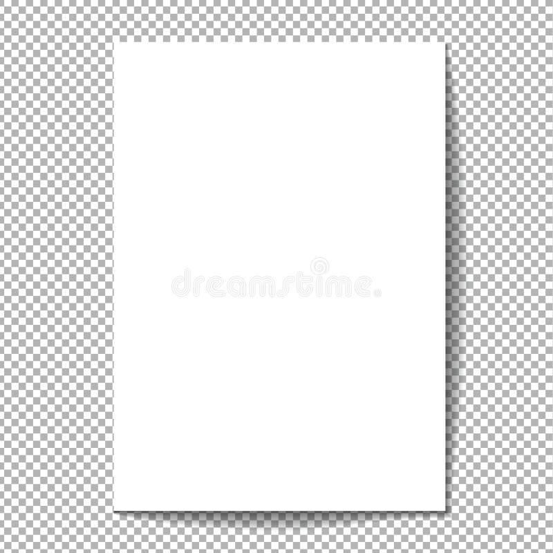 Realistic White Sheet of Paper on a Transparent Background. Stock ...