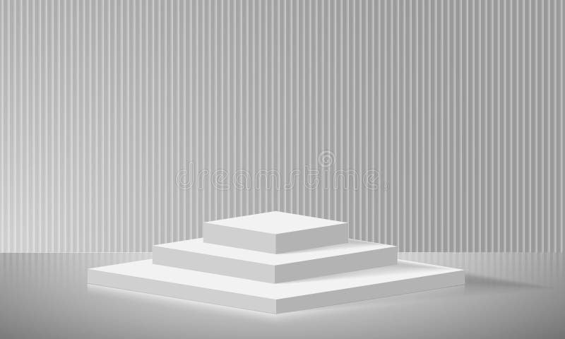 Realistic White Square Podium Steps on Grey Vector Stock Vector ...