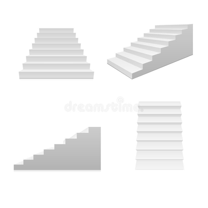 Realistic White Staircase Set Mockup. Vector Stock Vector ...