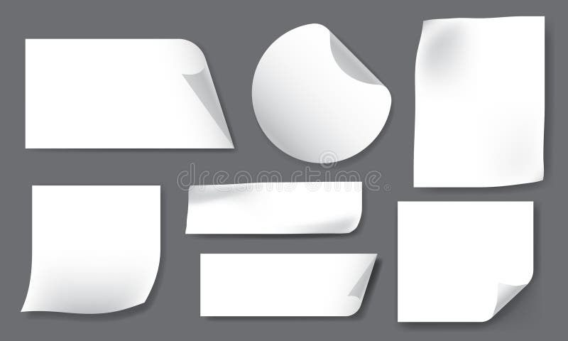 Realistic White Sticker Label Set Collection on Grey Background Vector ...
