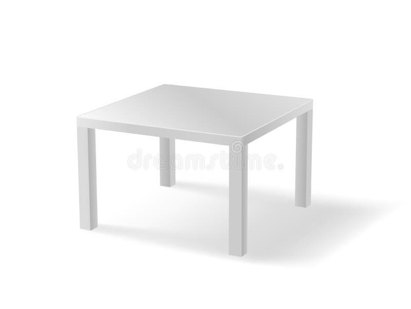Realistic White Table 3d Object Rectangular Isolated on White ...