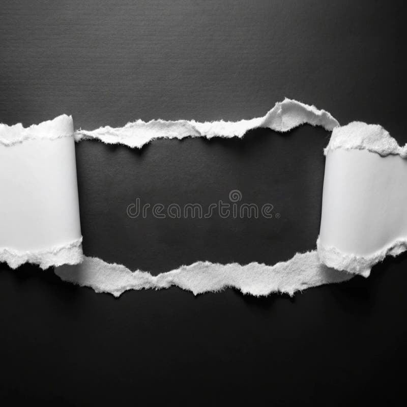 Realistic White Torn Paper with Ripped Edges on Black Background Stock ...