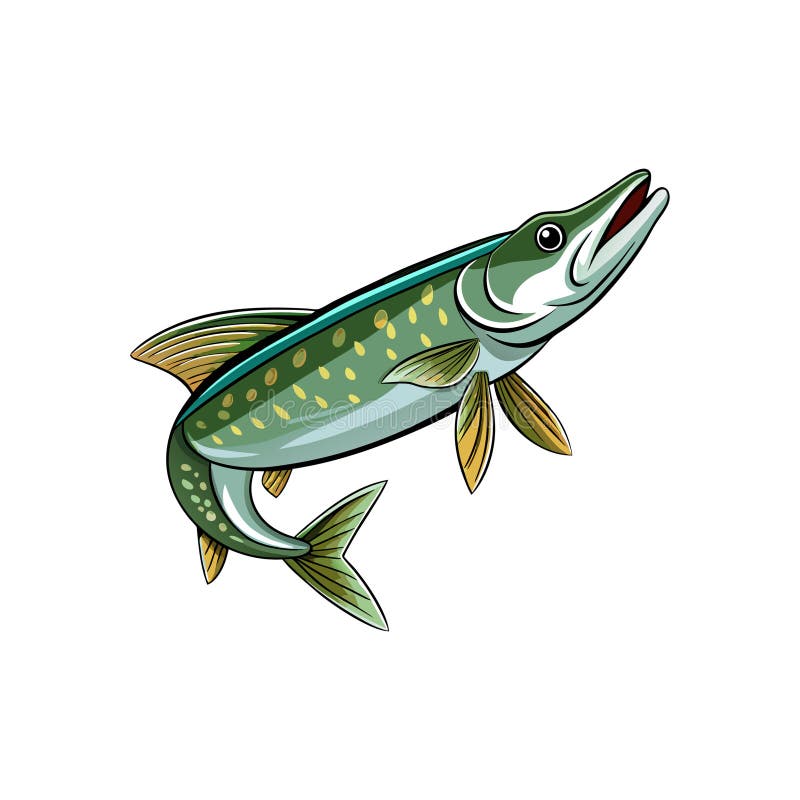 Realistic Whitecurrent Pike Fish Illustration with Bright Colors Stock ...