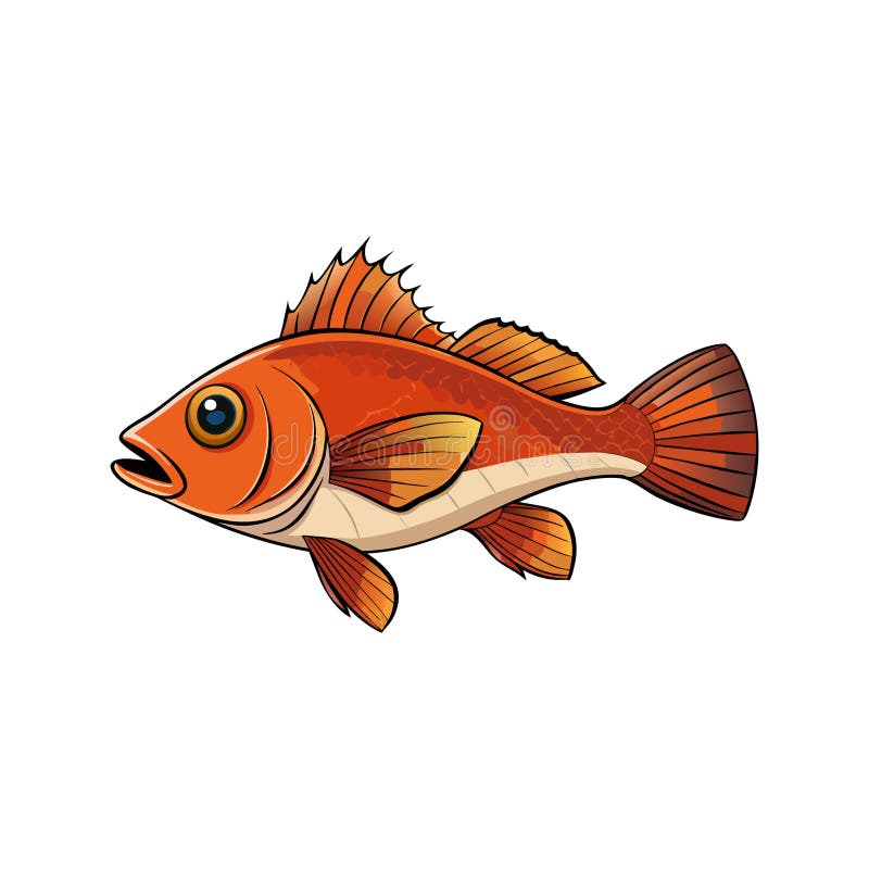 Realistic Wildfin Rockfish Illustration with Aquatic Features Stock ...