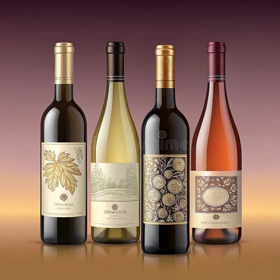 Realistic Wine Bottles on Gradient Background Stock Illustration ...