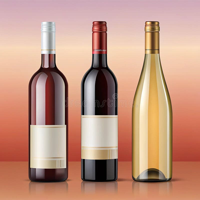 Realistic Wine Bottles on Gradient Background Stock Illustration ...