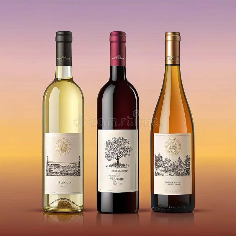 Realistic Wine Bottles on Gradient Background Stock Illustration ...