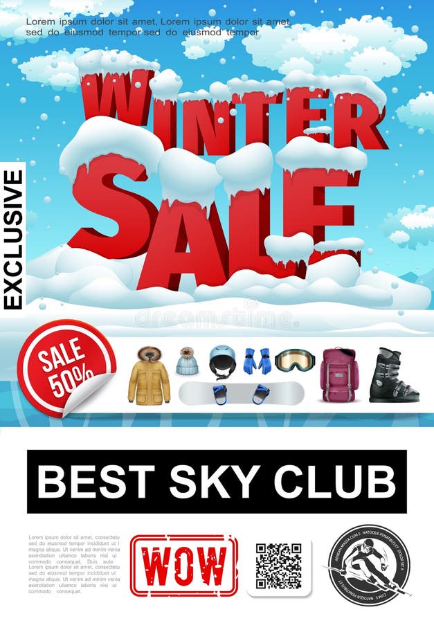 Realistic Winter Sale Advertising Poster Stock Vector - Illustration of ...