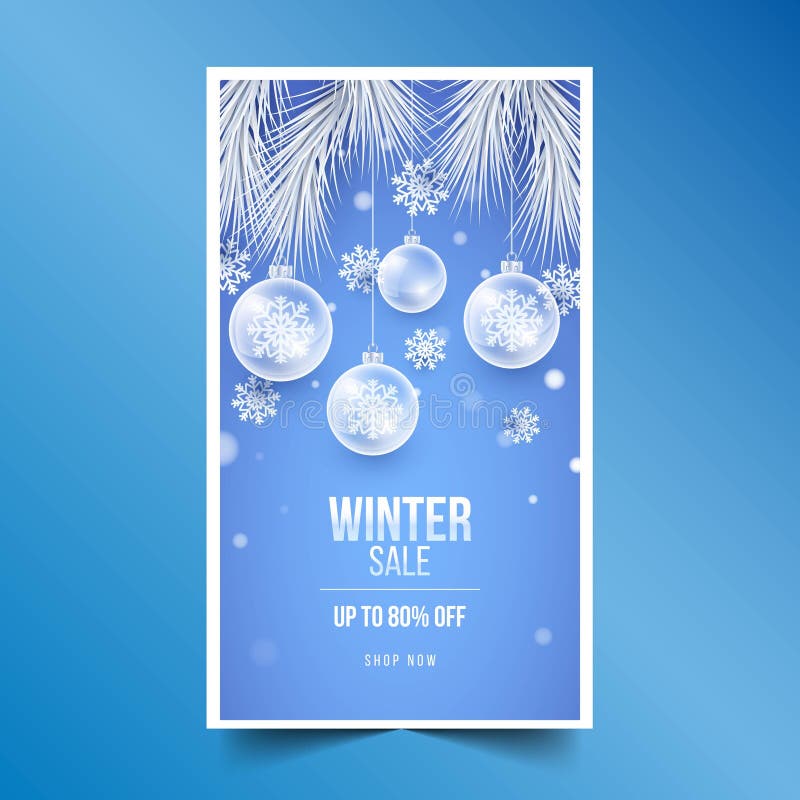 Realistic Winter Sale Banners Collection Vector Illustration Stock ...