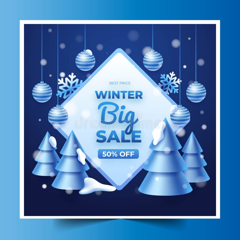 Realistic Winter Sale Banners Collection Vector Illustration Stock ...