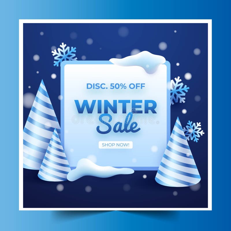 Realistic Winter Sale Banners Collection Vector Illustration Stock ...