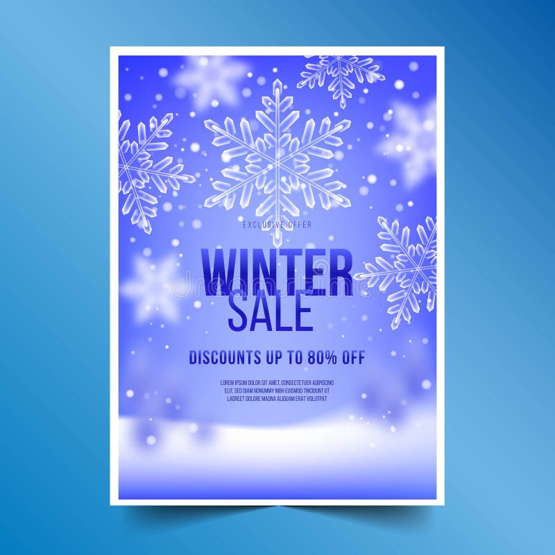 Realistic Winter Sale Poster Template Vector Illustration Stock Vector ...