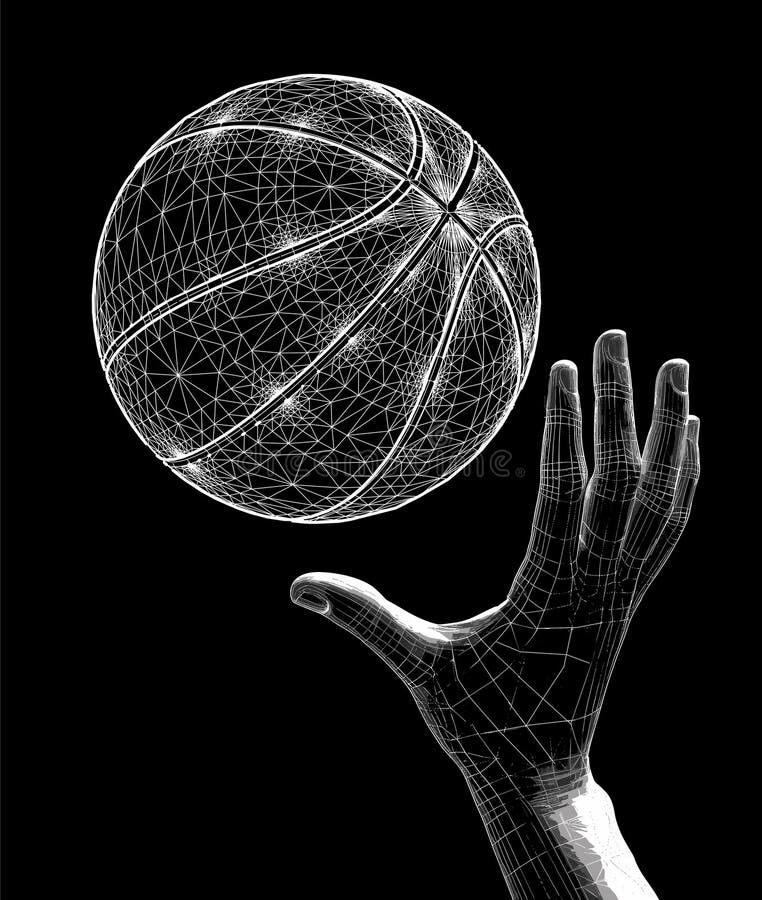 Realistic Wireframe Basketball. Vector Stock Vector - Illustration of ...