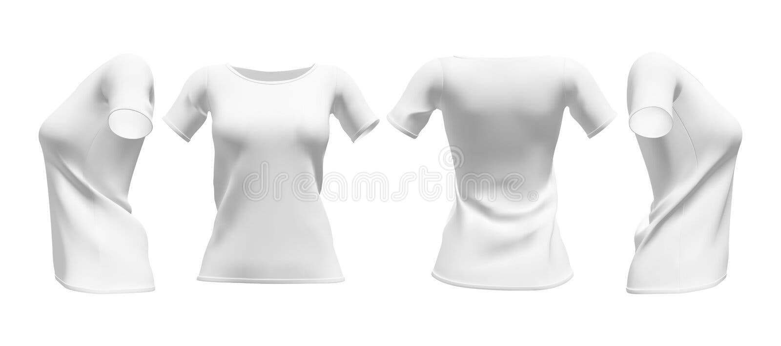 Womens White T Shirt Outline Template With Short Sleeve Shirt Mockup