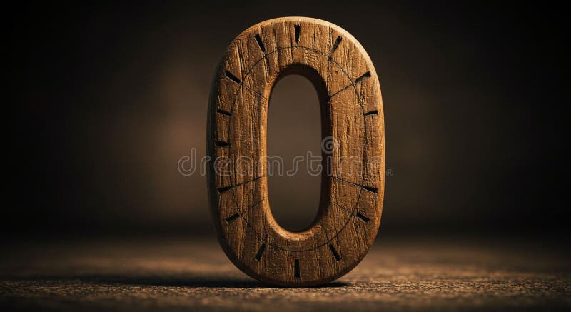 Realistic Wooden Grain Number Zero 3D Render on Dark Background Stock ...