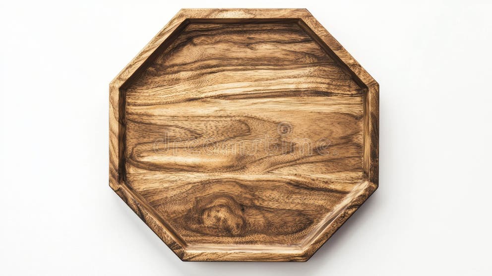 Realistic Wooden Hexagonal Serving Tray for Tabletop Decoration and ...