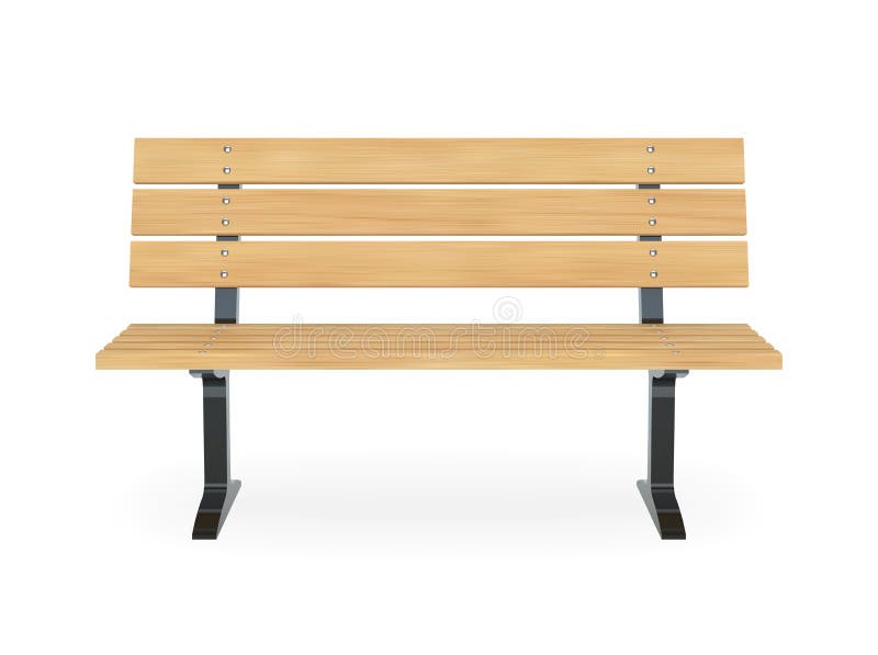 Realistic Wooden Park Bench. Front View Vector Illustration. Stock ...