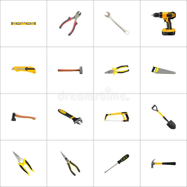 Realistic Wrench, Plumb Ruler, Spanner and Other Vector Elements. Set ...