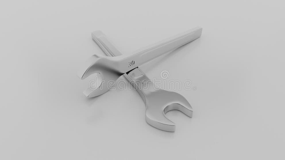 Realistic Wrench with Size Number, 3d Rendering Stock Illustration ...