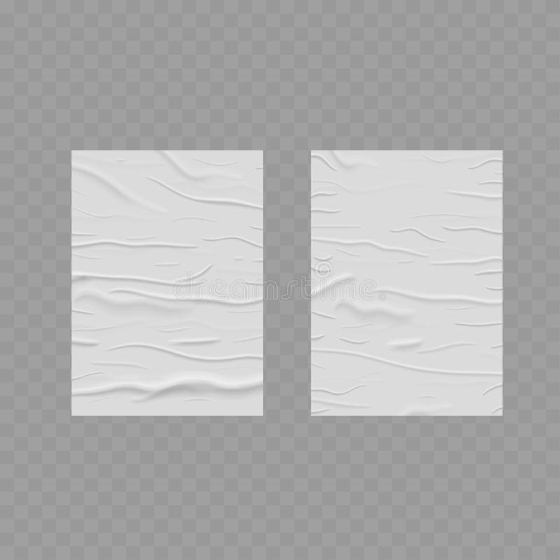 Realistic Wrinkled Glued Blank Paper Sheets Mockup Vector Stock Vector ...