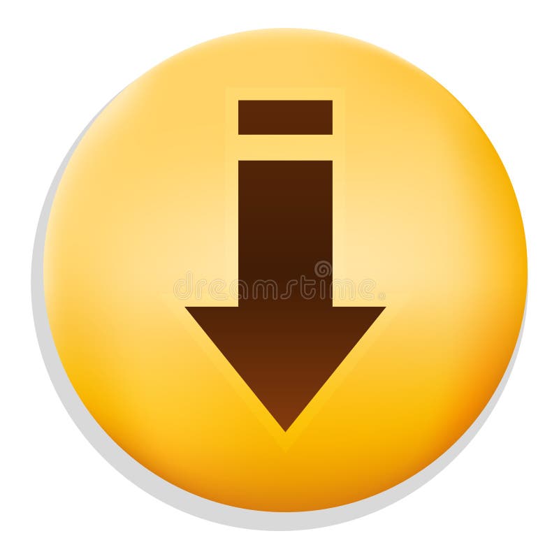 Realistic Yellow Button with Download Icon Stock Vector - Illustration ...