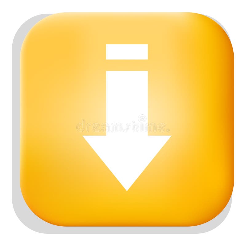 Realistic Yellow Button with Download Icon Stock Vector - Illustration ...