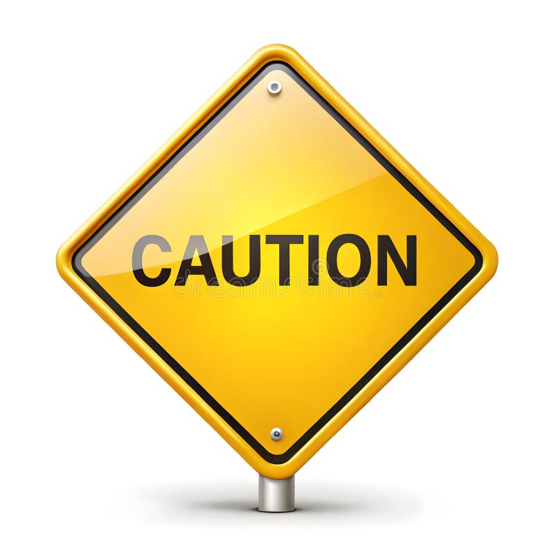 Realistic Yellow Caution Sign Isolated PSD File Stock Illustration ...