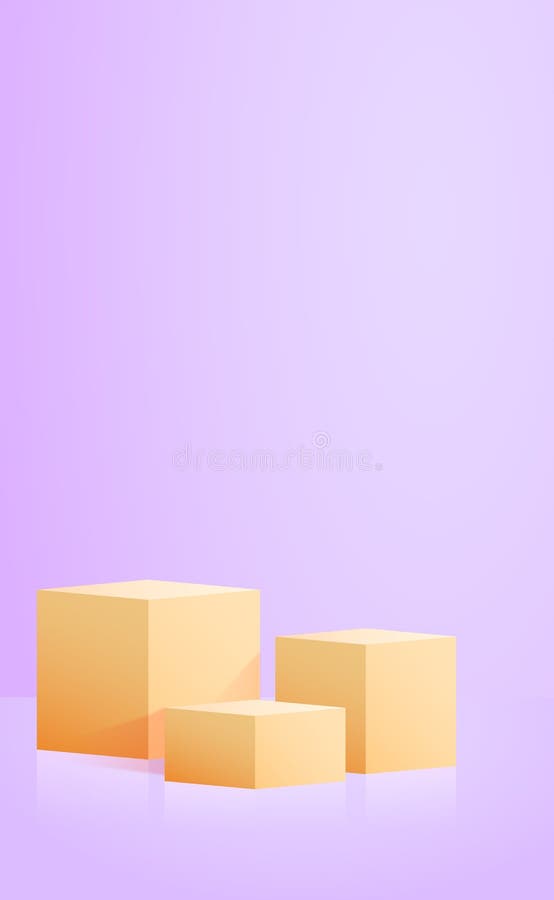 Realistic Yellow Cubes - Boxes on Blue Studio Background - Vector Stock ...