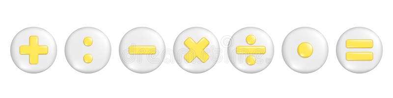 Realistic Yellow 3d Plus, Minus, Multiply, Division and Equal Sign on ...