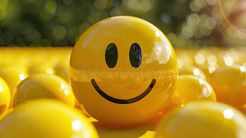 Realistic Yellow Glossy 3d Emotion Happy Face. Emoticon Collection ...