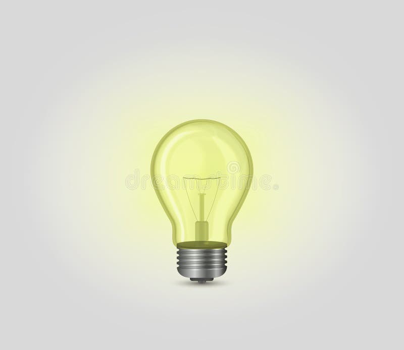 Realistic Yellow Incandescent Light Bulb, Lamp, Vector Stock Vector ...