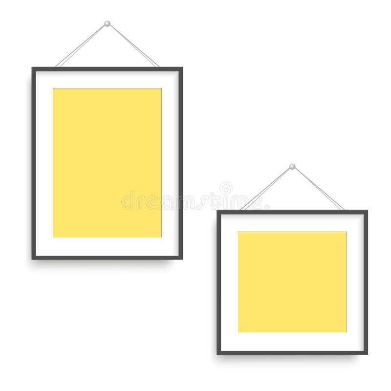 Realistic Yellow Picture Frame. Vector. Stock Vector - Illustration of ...
