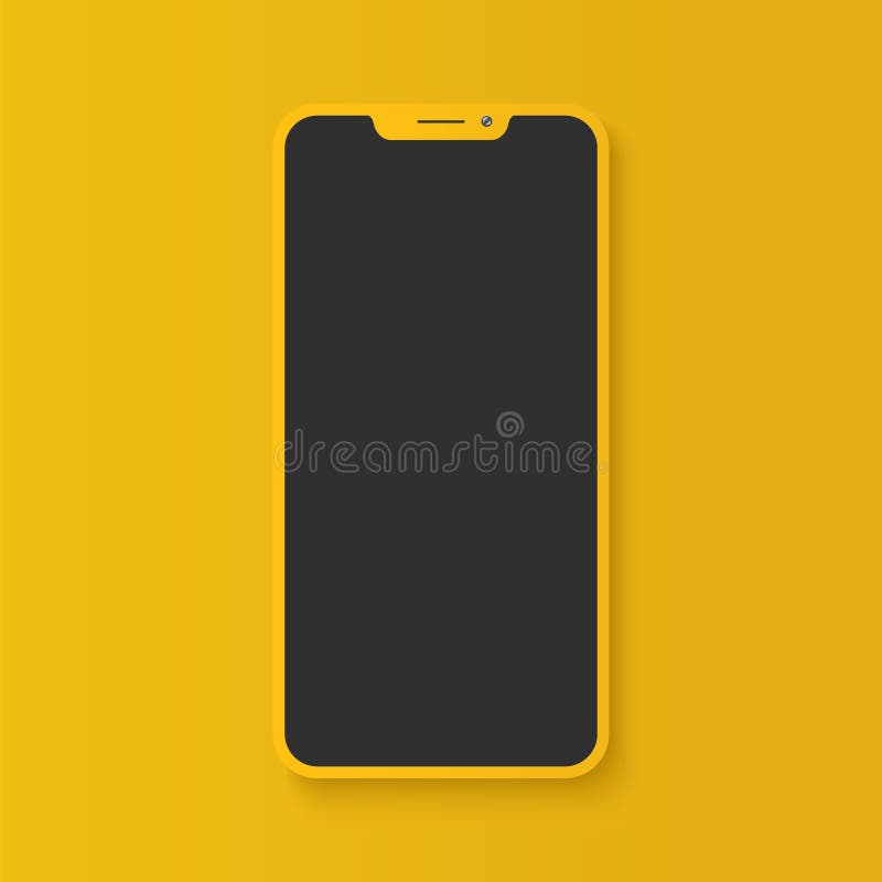 Realistic Yellow Smartphone Device Vector Mockup Template Stock Vector ...