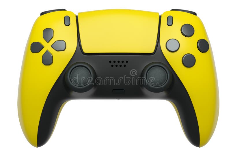 Realistic Yellow Joystick for Video Game Controller on Blue Background ...