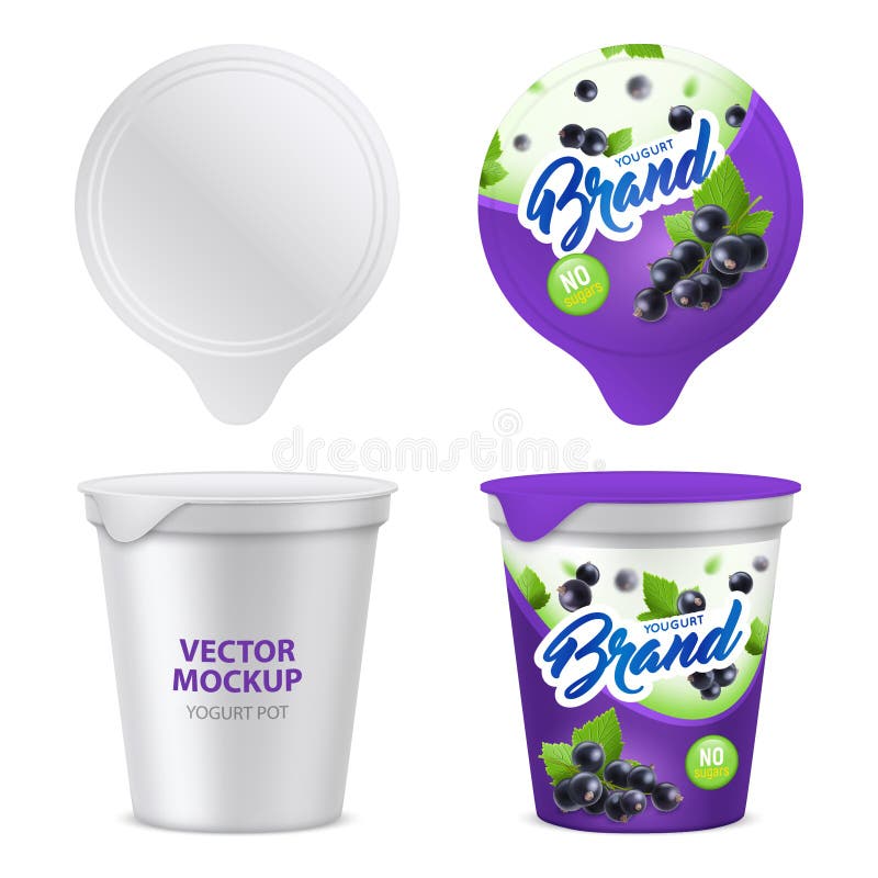 Realistic Yogurt Package Icon Set Stock Vector - Illustration of food ...
