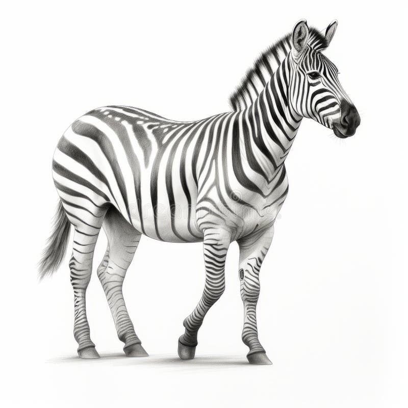 Realistic Zebra Drawing with Detailed Rendering and Chrome-plated 3d ...
