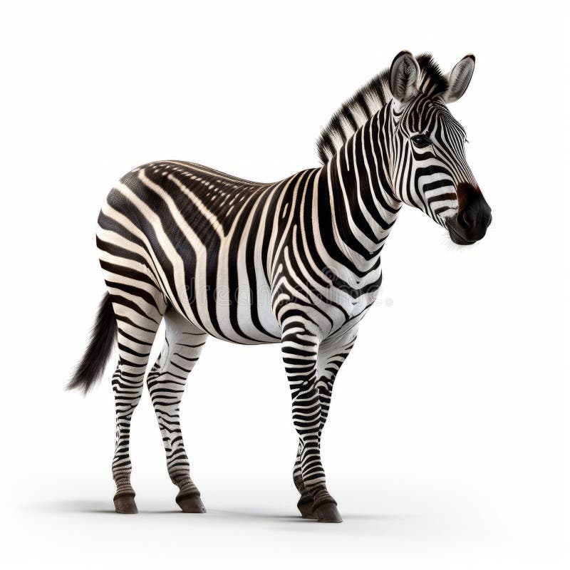 Realistic Zebra Rendering on White Background by John Wilhelm Stock ...