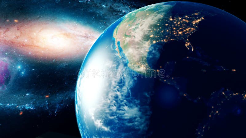 Aarde In De Kosmische Ruimte Met Mooie Planeet Blauwe Zonsopgang Stock ...